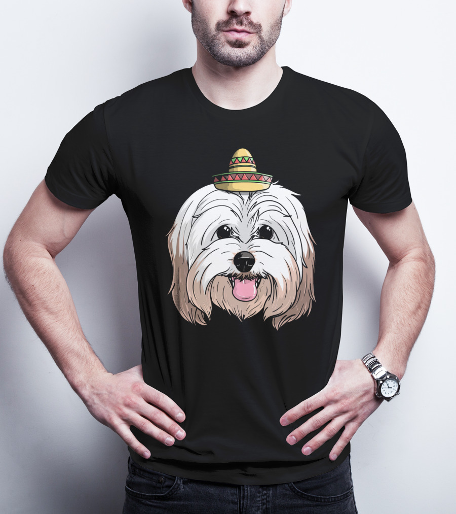 Havanese Dog Sombrero Fiesta Cinco De Mayo T-Shirt