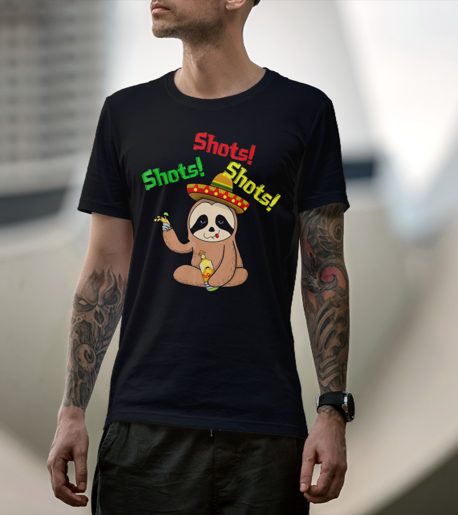 Cinco De Mayo Sloth Shots Tequila Sombrero T-Shirt
