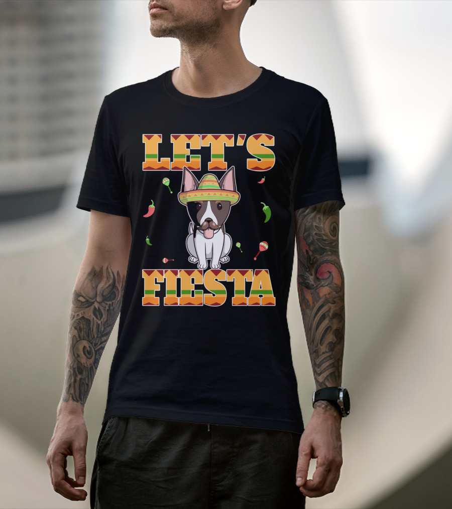 Let's Fiesta Rat Terrier Dog Cinco DE Mayo With Sombrero And Maracas T-Shirt