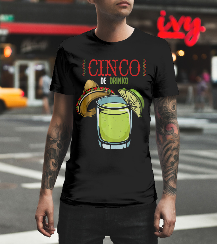 Cinco De Drinko Sombrero Lime Margarita Iconic Cinco De Mayo T-Shirt