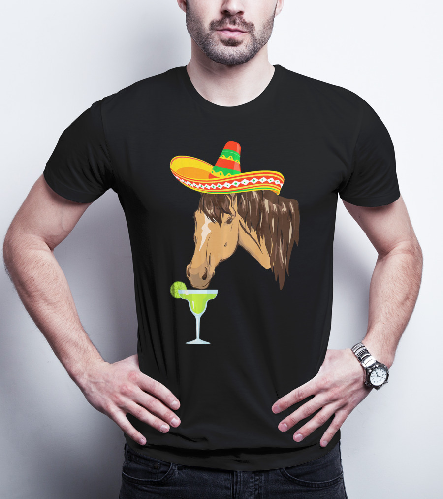 Cute Horse Sombrero Margarita Cinco De Mayo T-Shirt