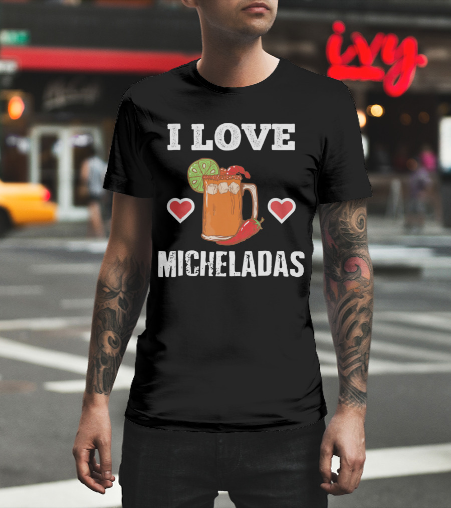 Cinco De Mayo I Love Micheladas Hearts Lime Pepper T-Shirt