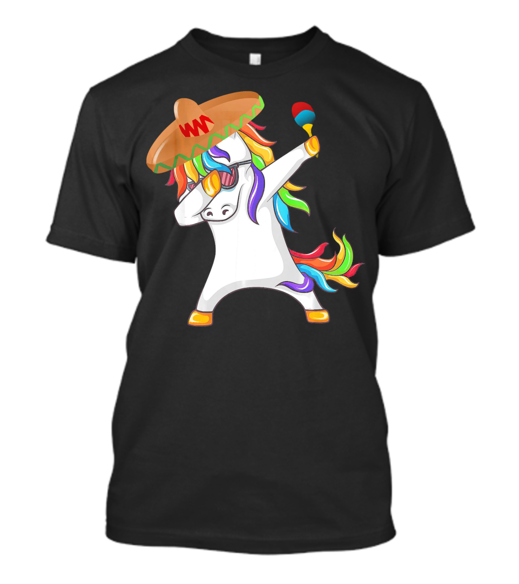 Sombrero Unicorn Dabbing With Maracas Cinco De Mayo T-Shirt