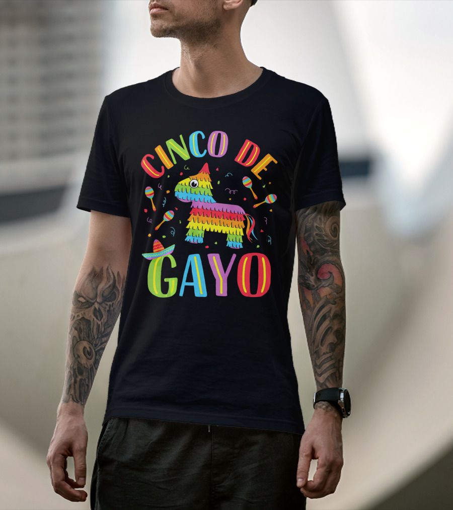 Cinco De Gayo Rainbow Pinata Maracas Fiesta T-Shirt