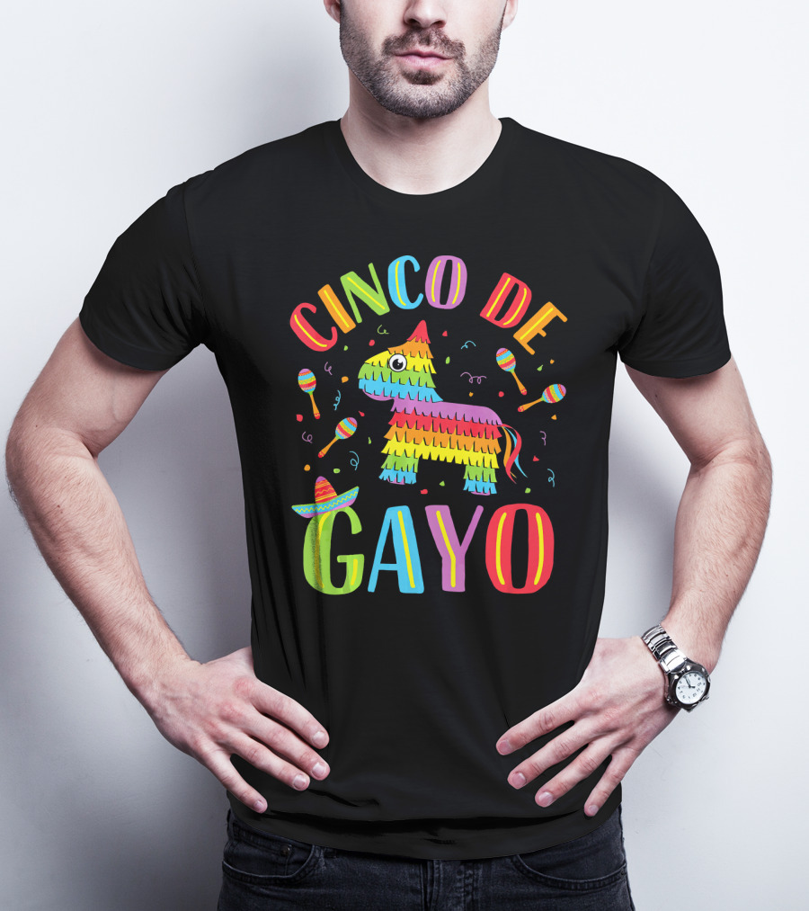 Cinco De Gayo Rainbow Pinata Maracas Fiesta T-Shirt