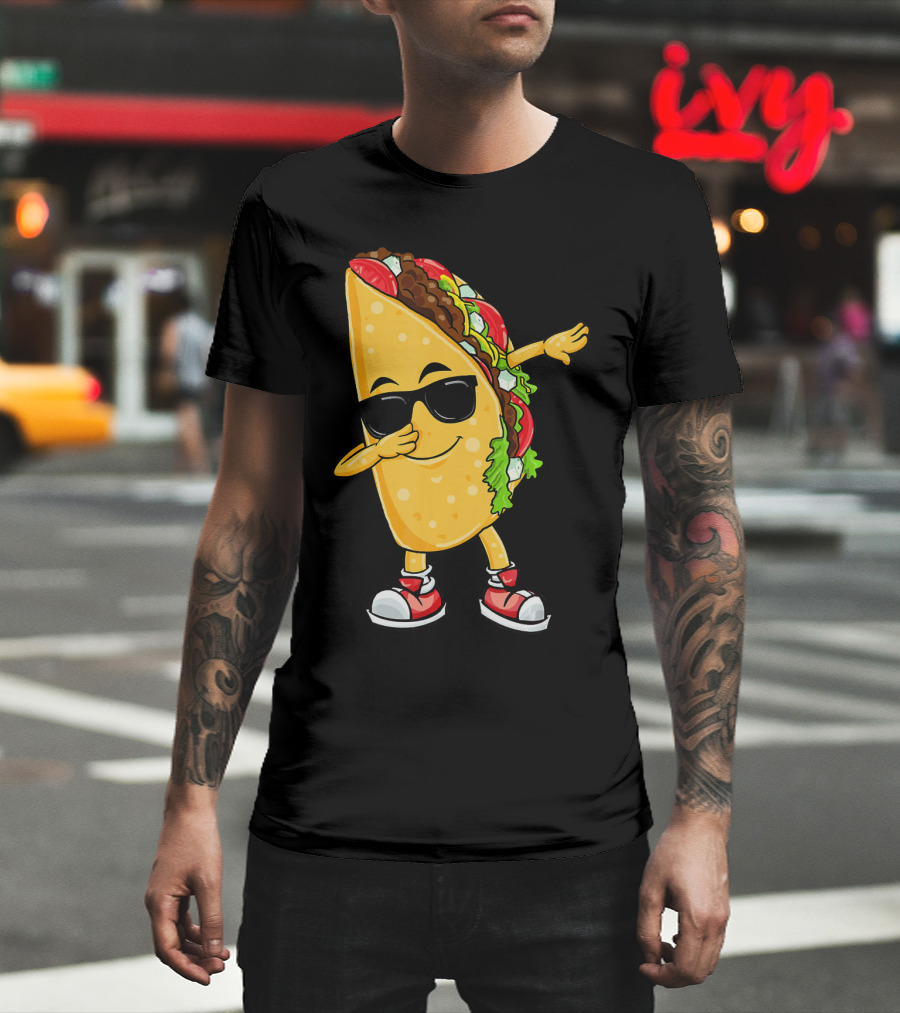 Dabbing Taco Cinco De Mayo Celebration Fun With Sunglasses T-Shirt