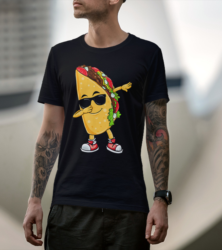 Dabbing Taco Cinco De Mayo Celebration Fun With Sunglasses T-Shirt