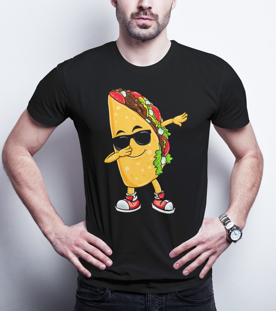 Dabbing Taco Cinco De Mayo Celebration Fun With Sunglasses T-Shirt