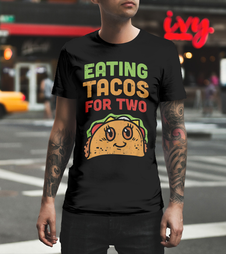 Eating Tacos For Two Cute Taco Character Pregnancy Announcement T-Shirt