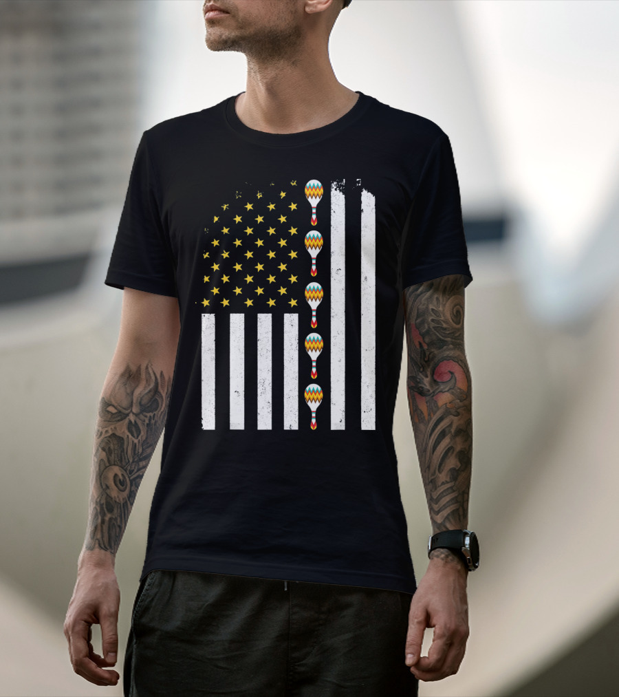 Cinco De Mayo Vintage American Flag With Maracas T-Shirt