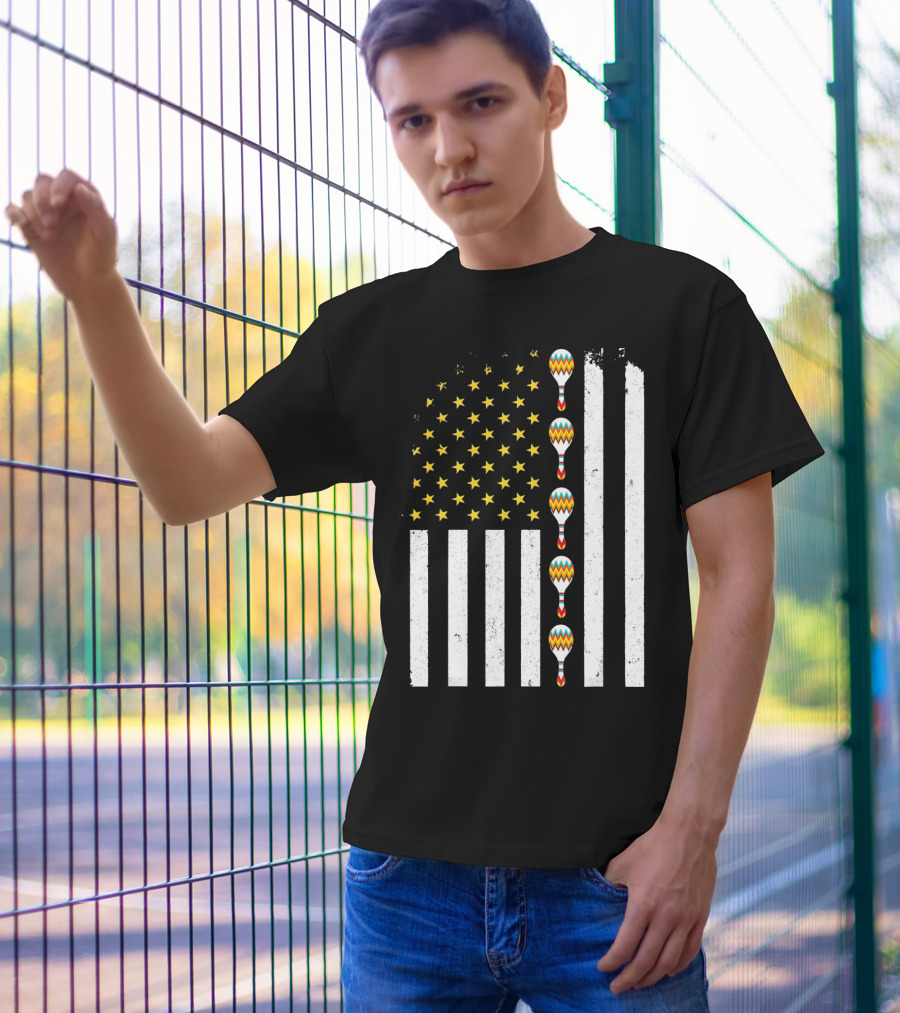 Cinco De Mayo Vintage American Flag With Maracas T-Shirt