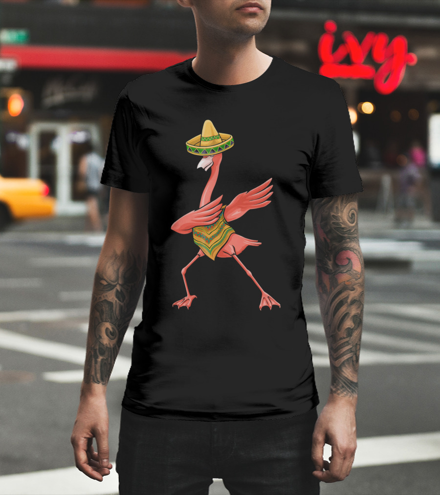 Cinco De Mayo Flamingo Dabbing Dab Sombrero T-Shirt