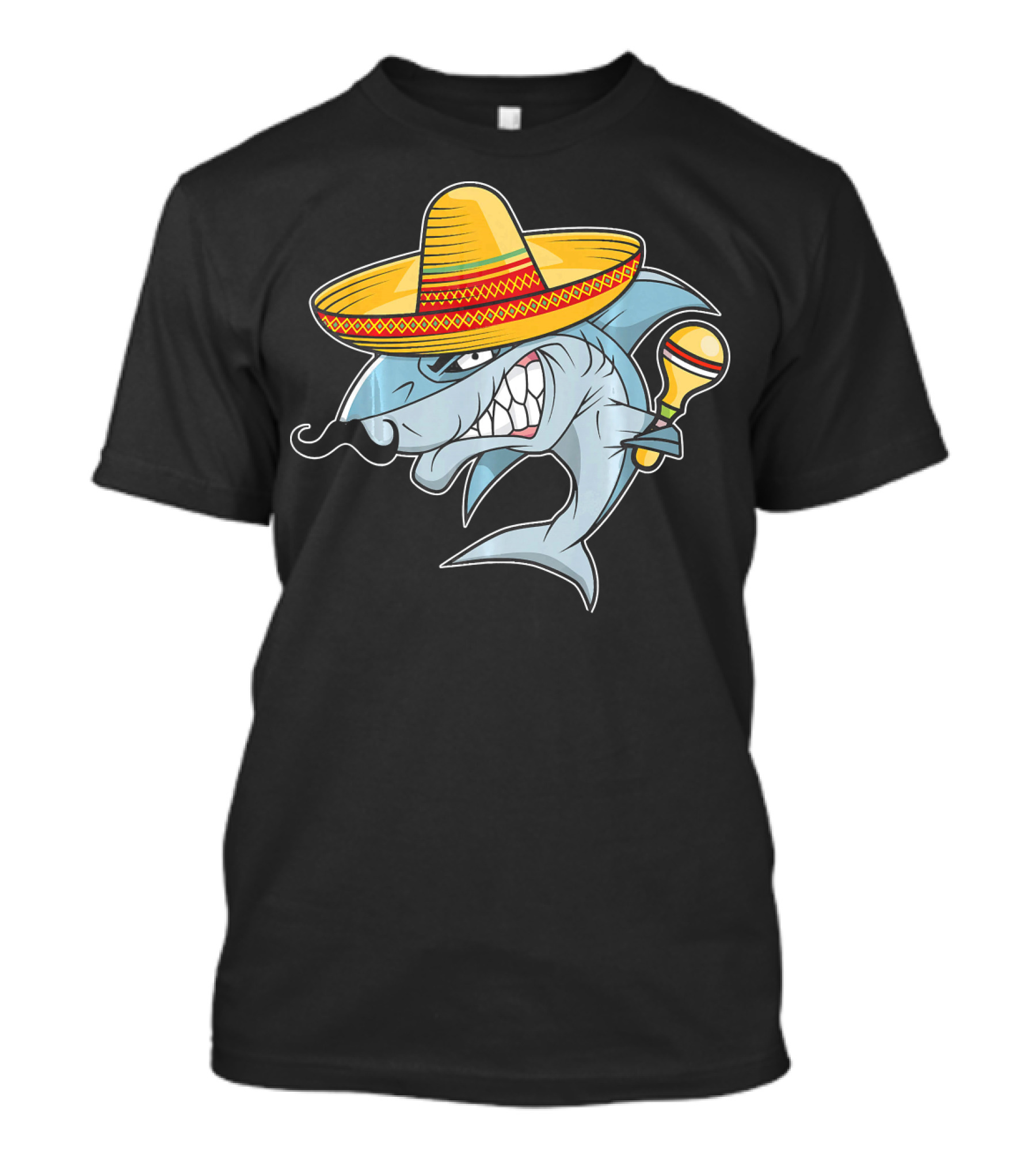 Cinco De Mayo Shark Wearing Sombrero With Maraca Mexican Fiesta T-Shirt