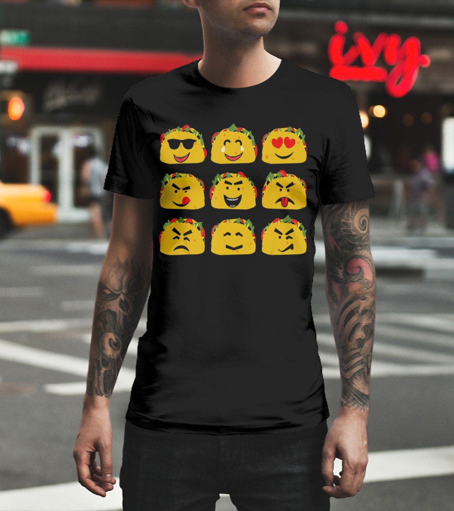 Cinco De Mayo Taco Emoji Faces Mexican Fun T-Shirt
