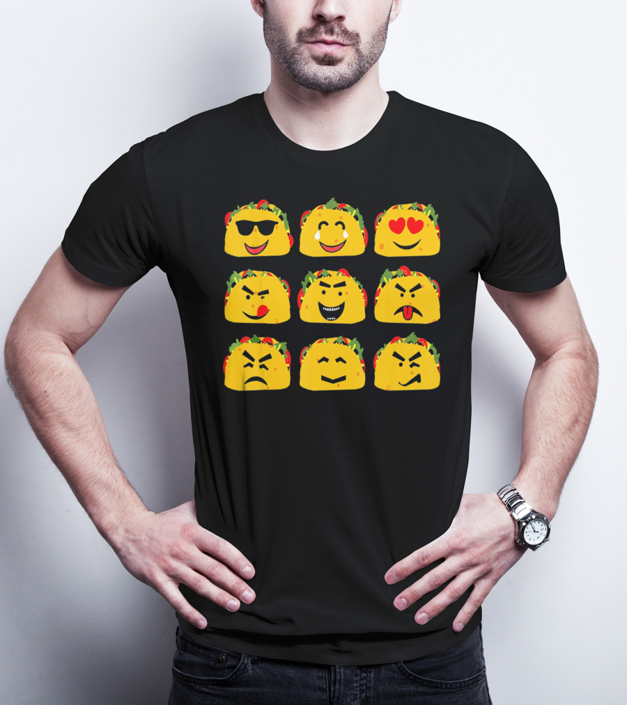 Cinco De Mayo Taco Emoji Faces Mexican Fun T-Shirt