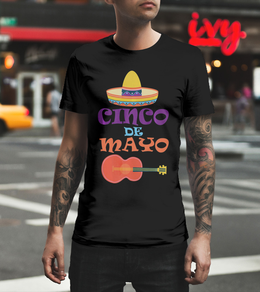 Cinco De Mayo Fiesta Sombrero And Guitar T-Shirt