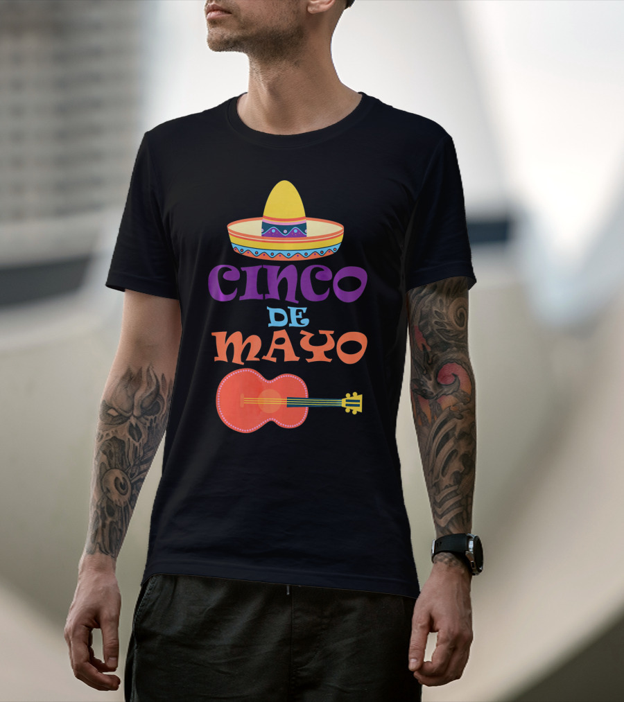 Cinco De Mayo Fiesta Sombrero And Guitar T-Shirt