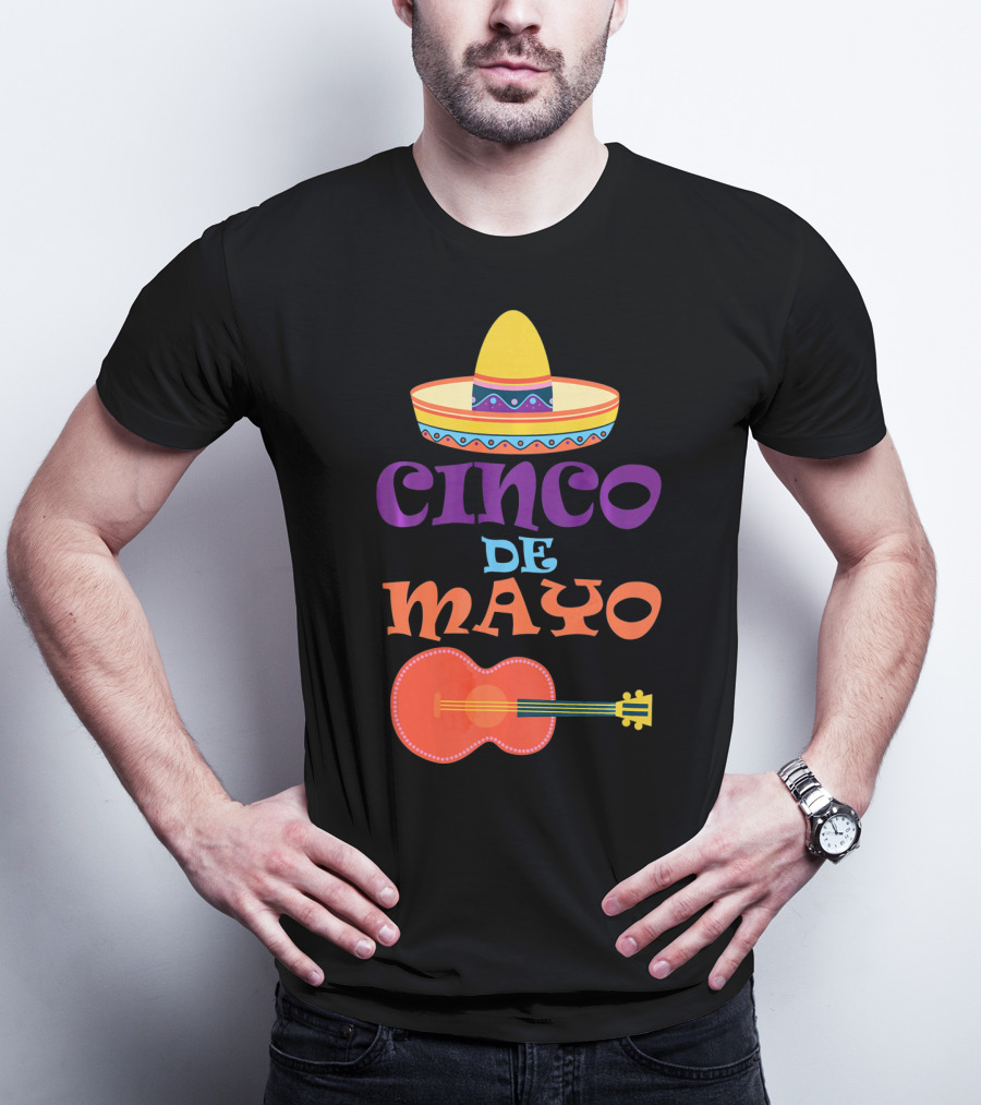 Cinco De Mayo Fiesta Sombrero And Guitar T-Shirt