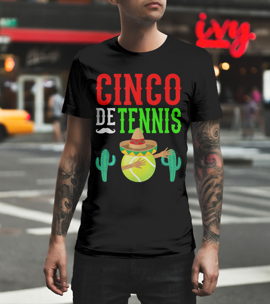 Cinco De Tennis Dabbing Sombrero Cactus T-Shirt