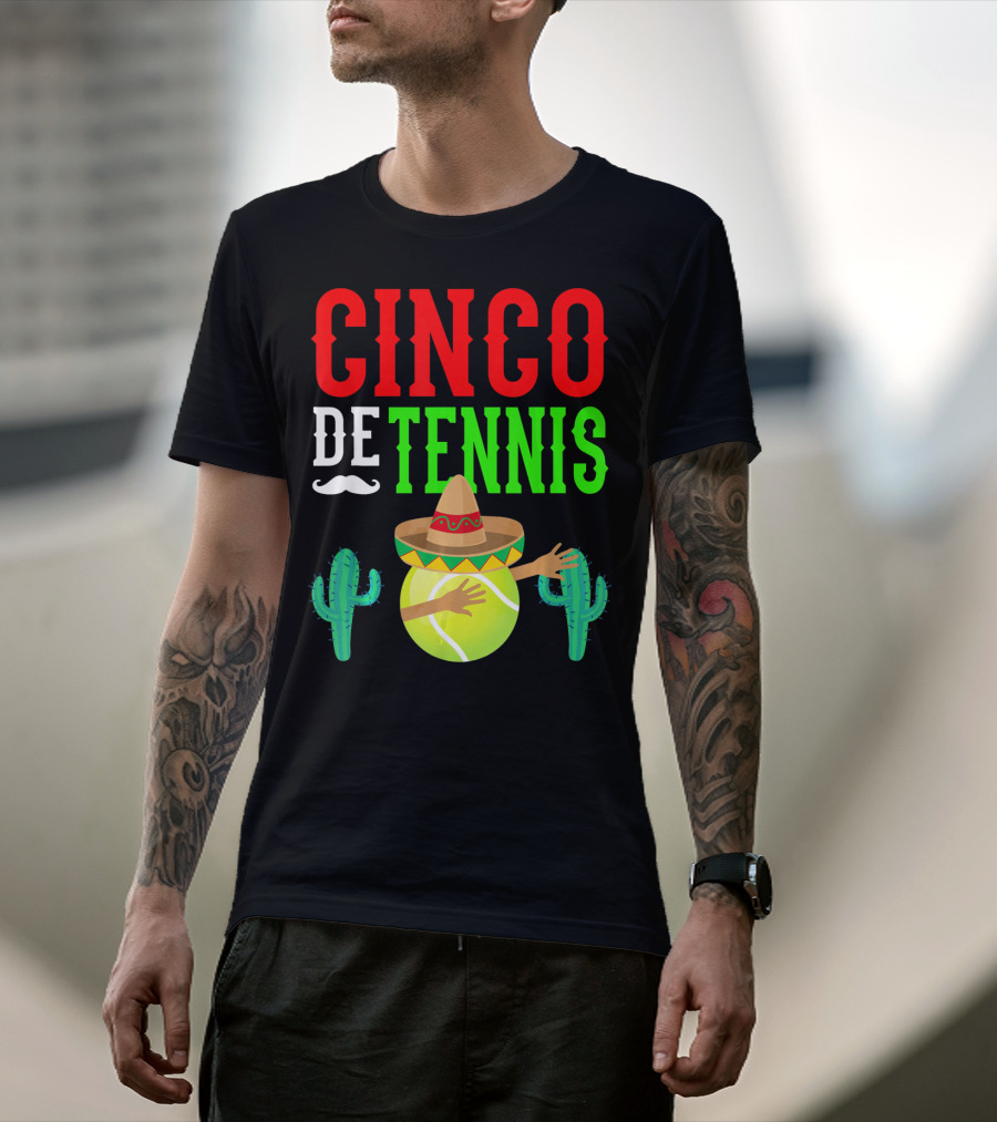 Cinco De Tennis Dabbing Sombrero Cactus T-Shirt