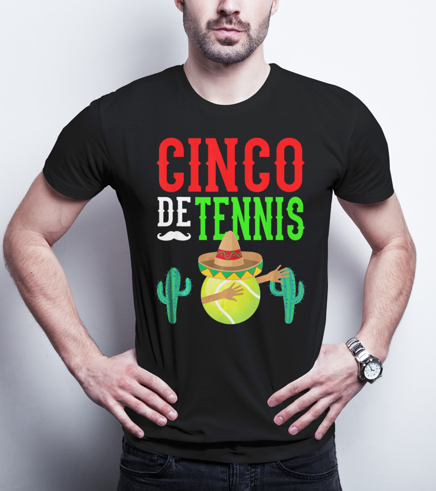 Cinco De Tennis Dabbing Sombrero Cactus T-Shirt