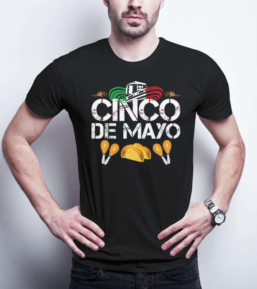 Cinco De Mayo Sombrero Tacos Maracas Fiesta T-Shirt