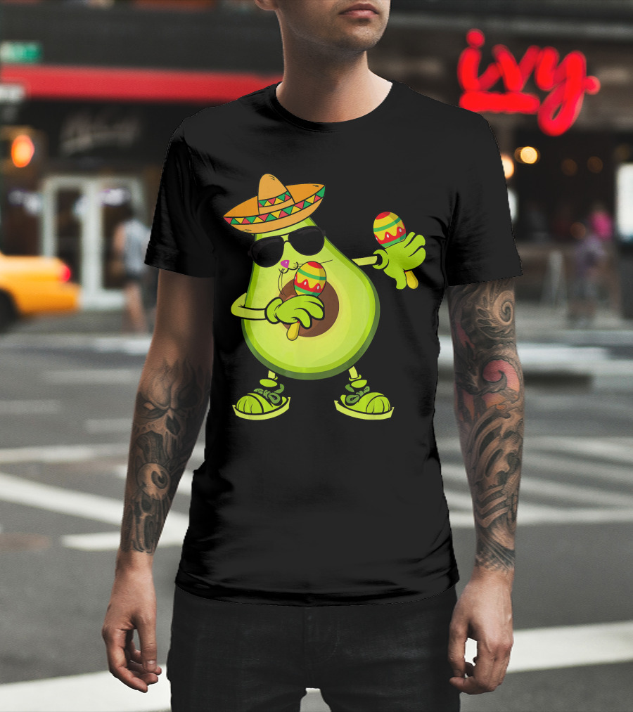 Dancing Avocado With Sombrero And Maracas T-Shirt