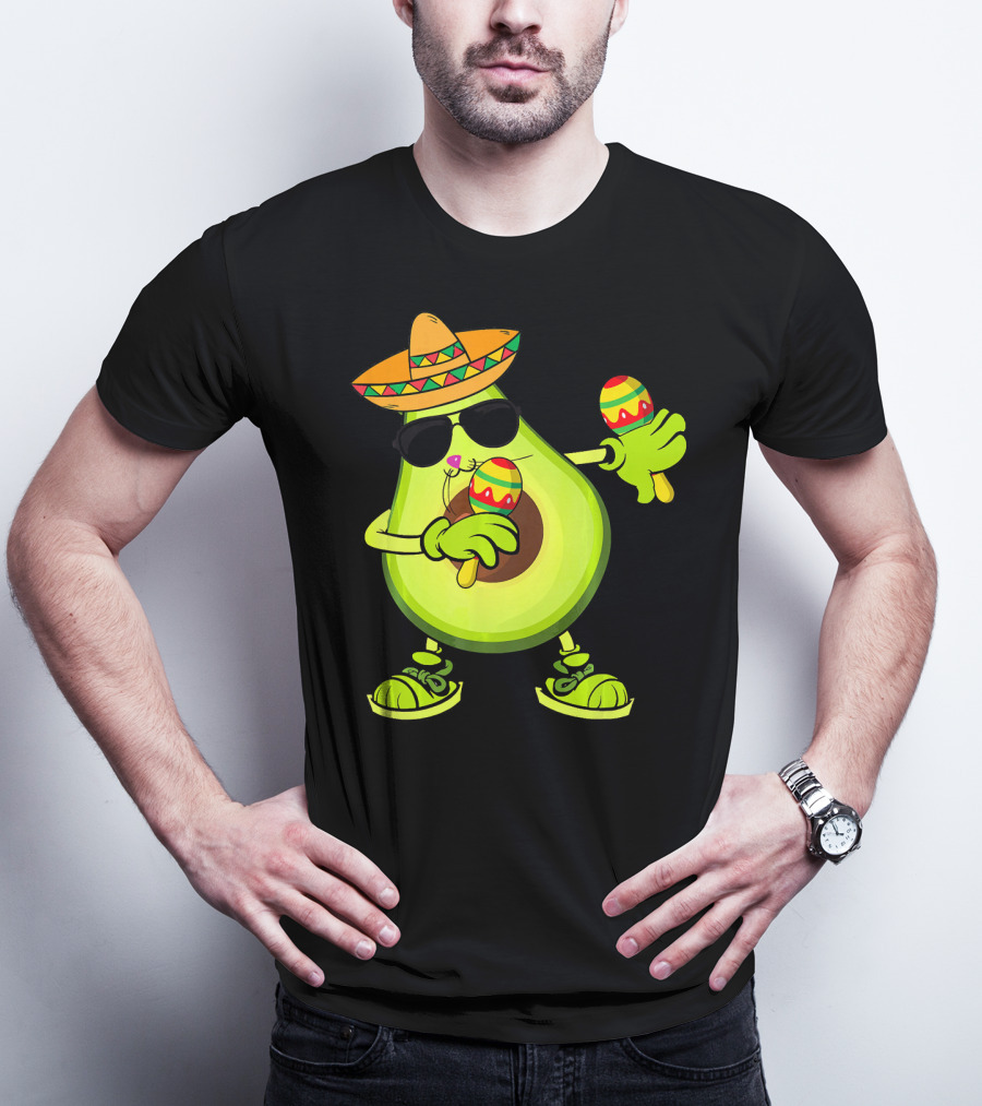Dancing Avocado With Sombrero And Maracas T-Shirt