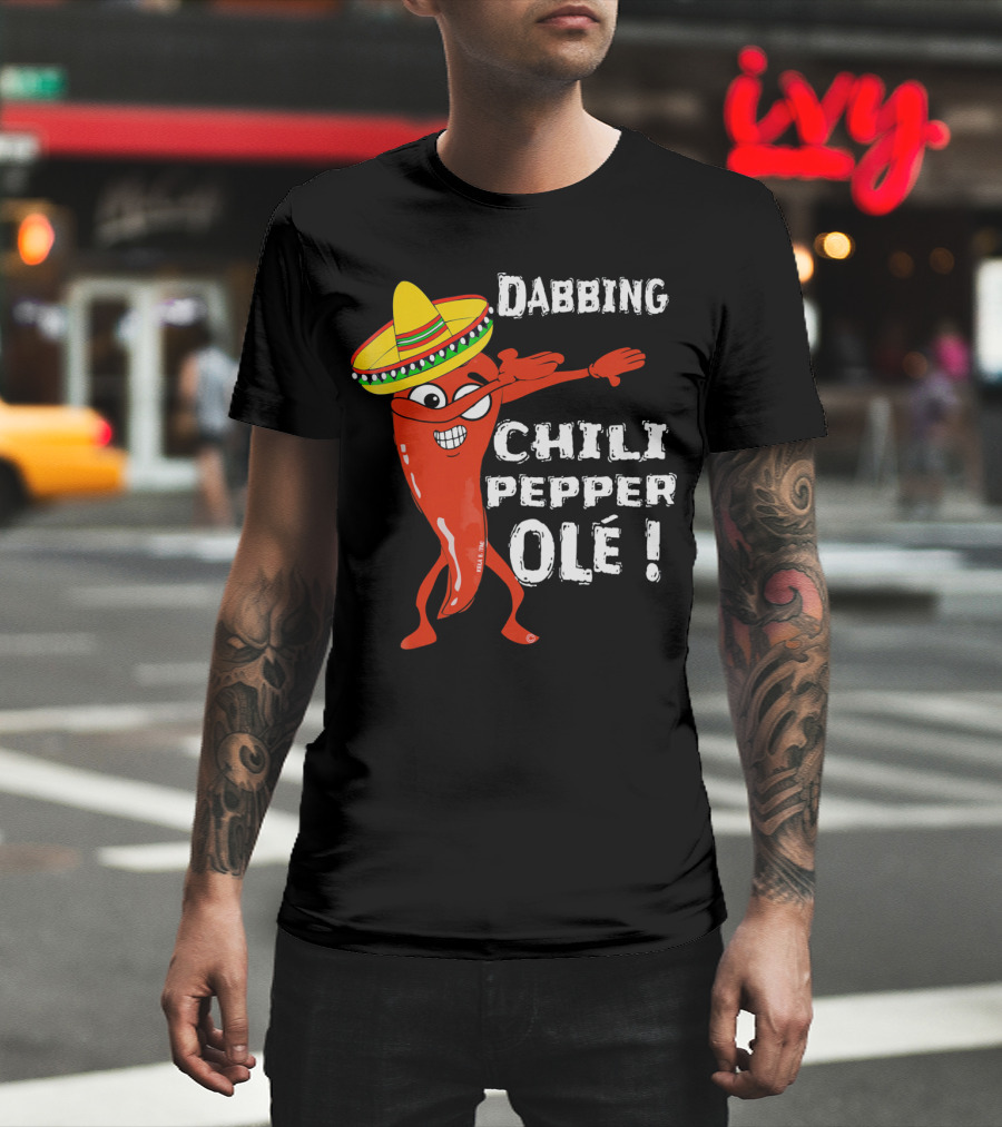Dabbing Chili Pepper Olé Cinco With Sombrero T-Shirt