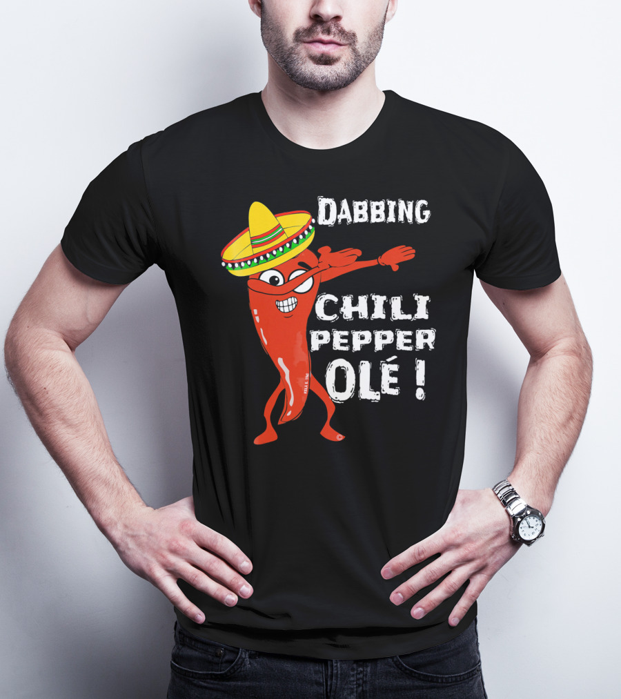 Dabbing Chili Pepper Olé Cinco With Sombrero T-Shirt