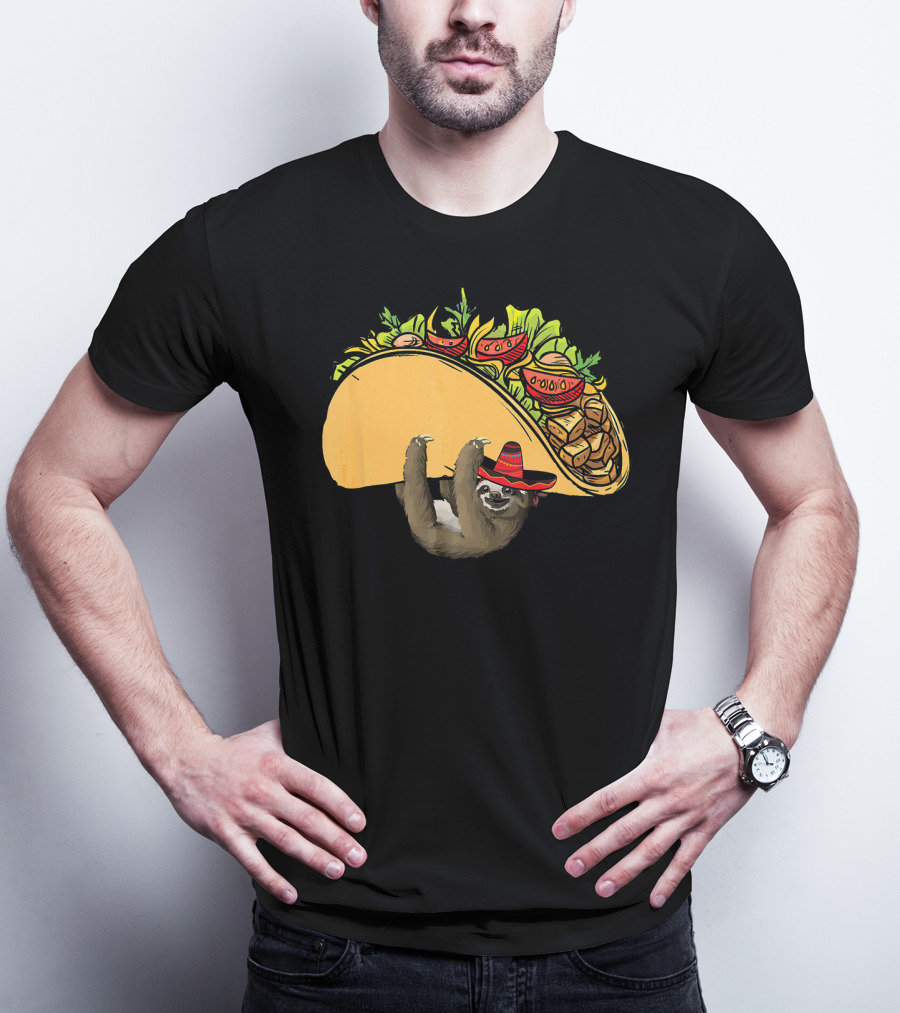Cinco De Mayo Sloth Sombrero Taco Fiesta T-Shirt