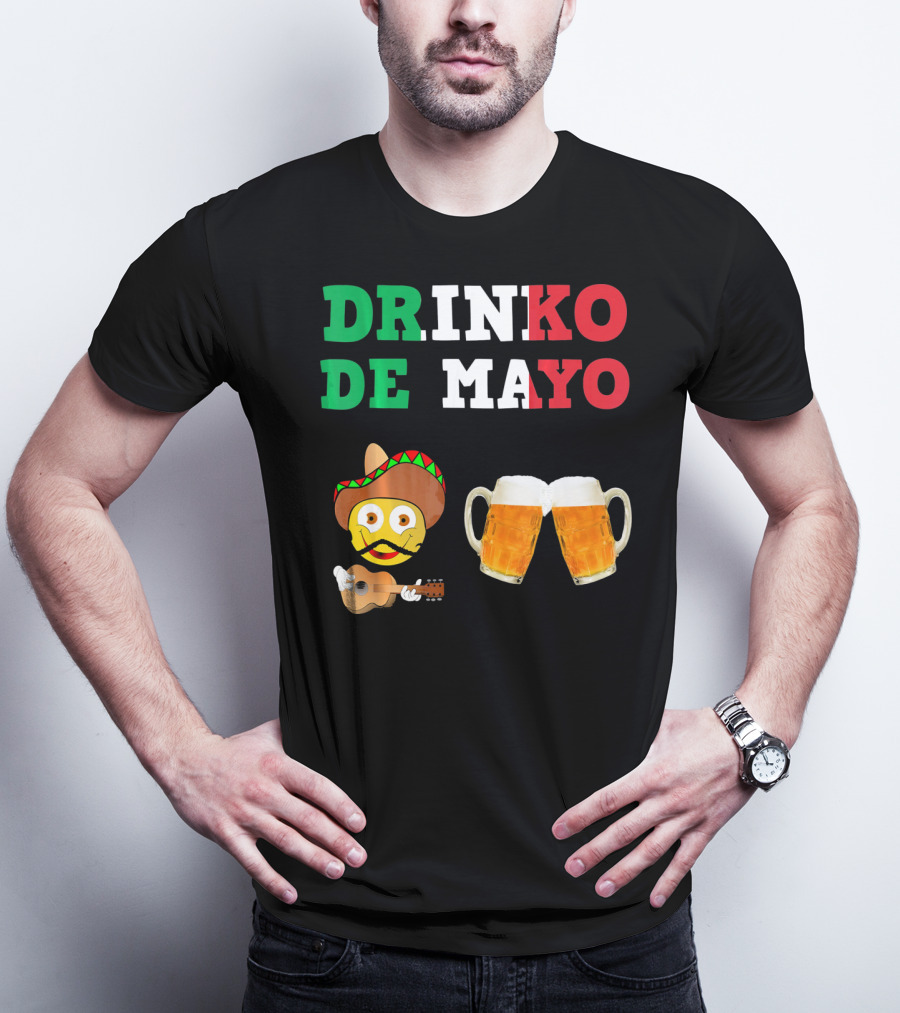 Drinko De Mayo Sombrero Guitar Emoji Beer Mugs T-Shirt