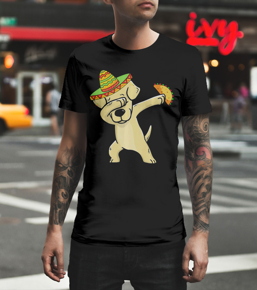 Labrador Retriever Dabbing With Taco And Sombrero T-Shirt