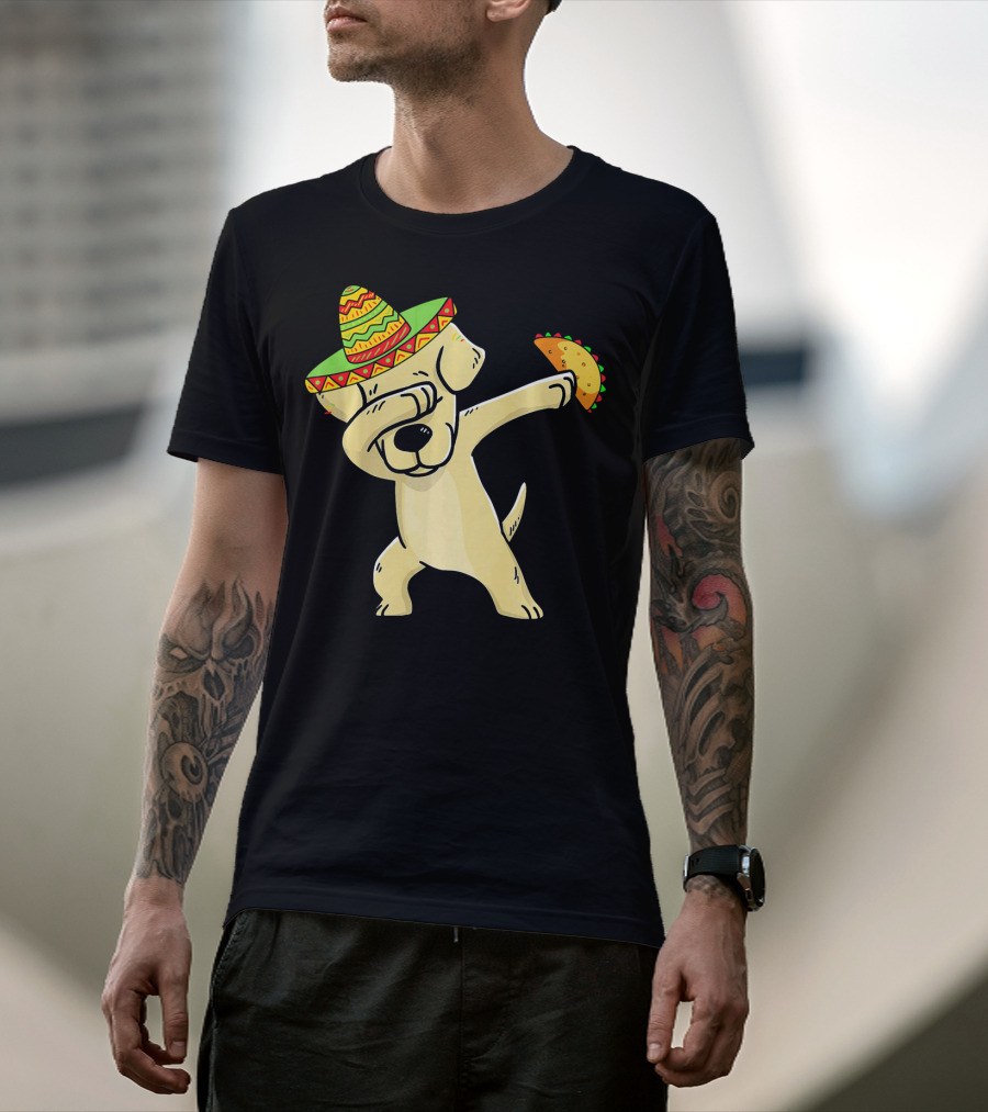 Labrador Retriever Dabbing With Taco And Sombrero T-Shirt