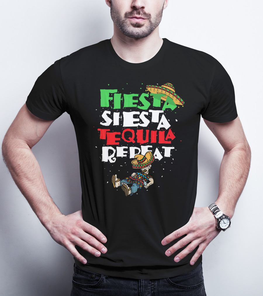 Fiesta Siesta Tequila Repeat Sombrero T-Shirt