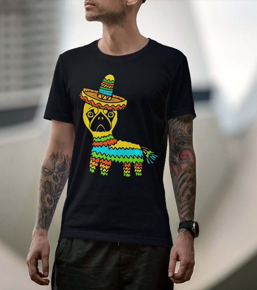 Cinco De Mayo Pug Pinata Wearing Sombrero T-Shirt