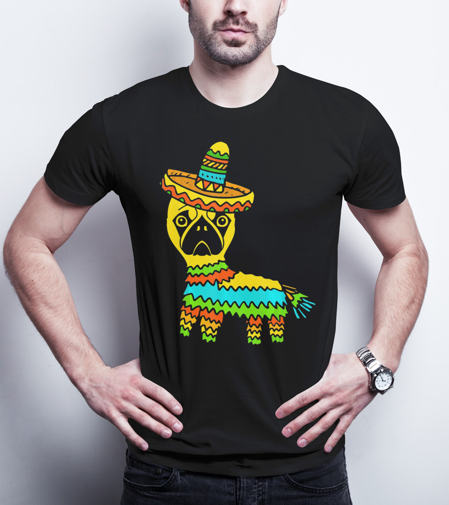 Cinco De Mayo Pug Pinata Wearing Sombrero T-Shirt