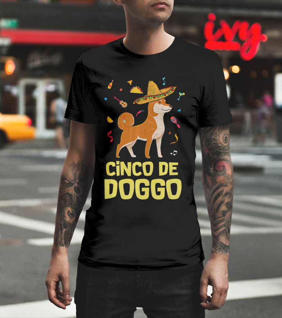 Funny Taco Sombrero Shiba Inu Doggo Cinco De Doggo T-Shirt