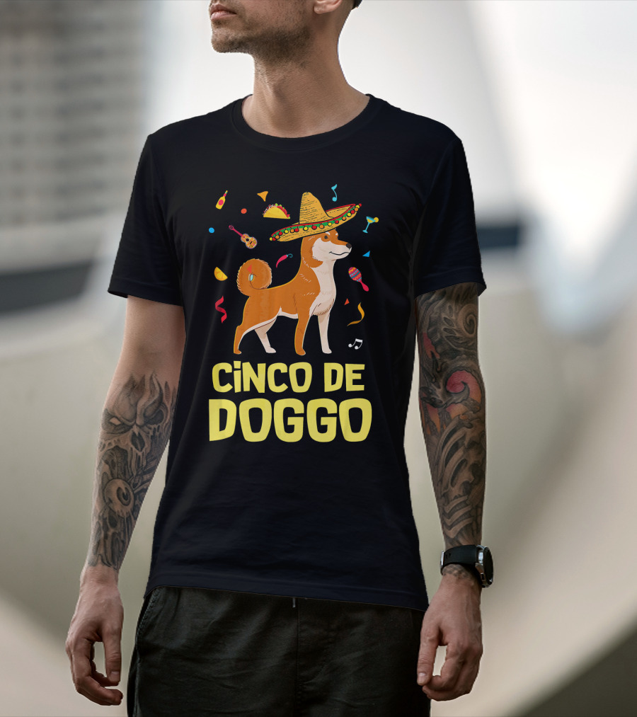 Funny Taco Sombrero Shiba Inu Doggo Cinco De Doggo T-Shirt