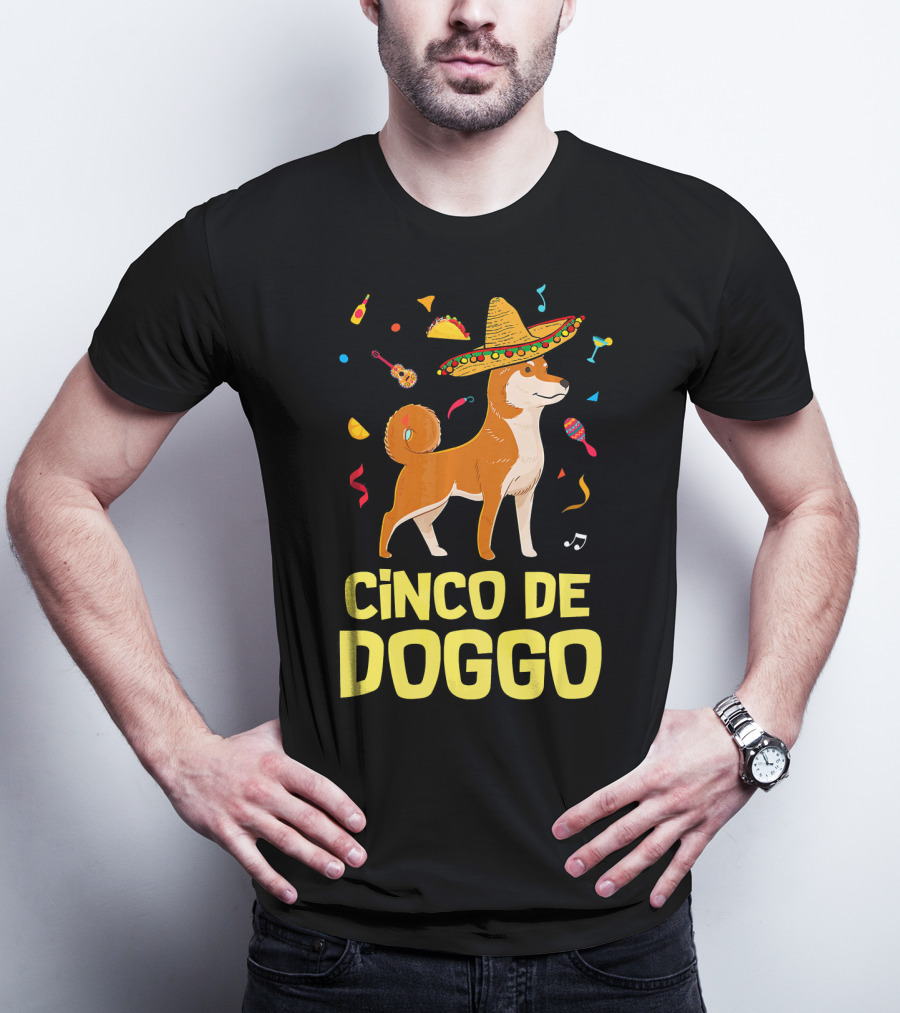 Funny Taco Sombrero Shiba Inu Doggo Cinco De Doggo T-Shirt