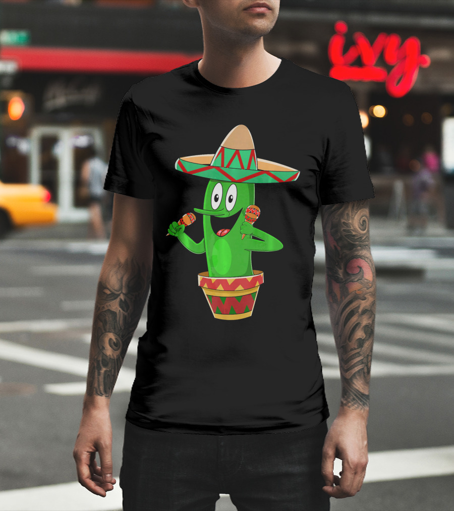 Fiesta Cactus Arriba Sombrero Maracas Cinco De Mayo T-Shirt
