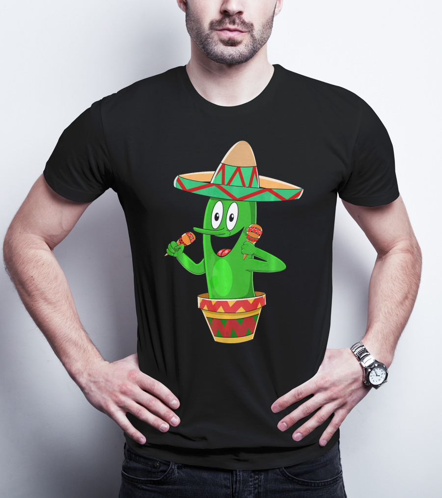 Fiesta Cactus Arriba Sombrero Maracas Cinco De Mayo T-Shirt