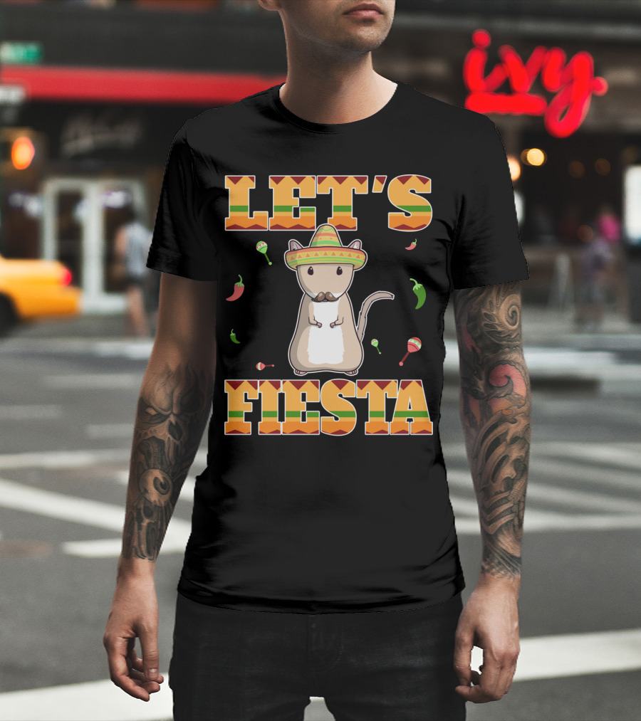 Let's Fiesta Gerbil Sombrero Peppers Maracas Mexican Cinco De Mayo T-Shirt