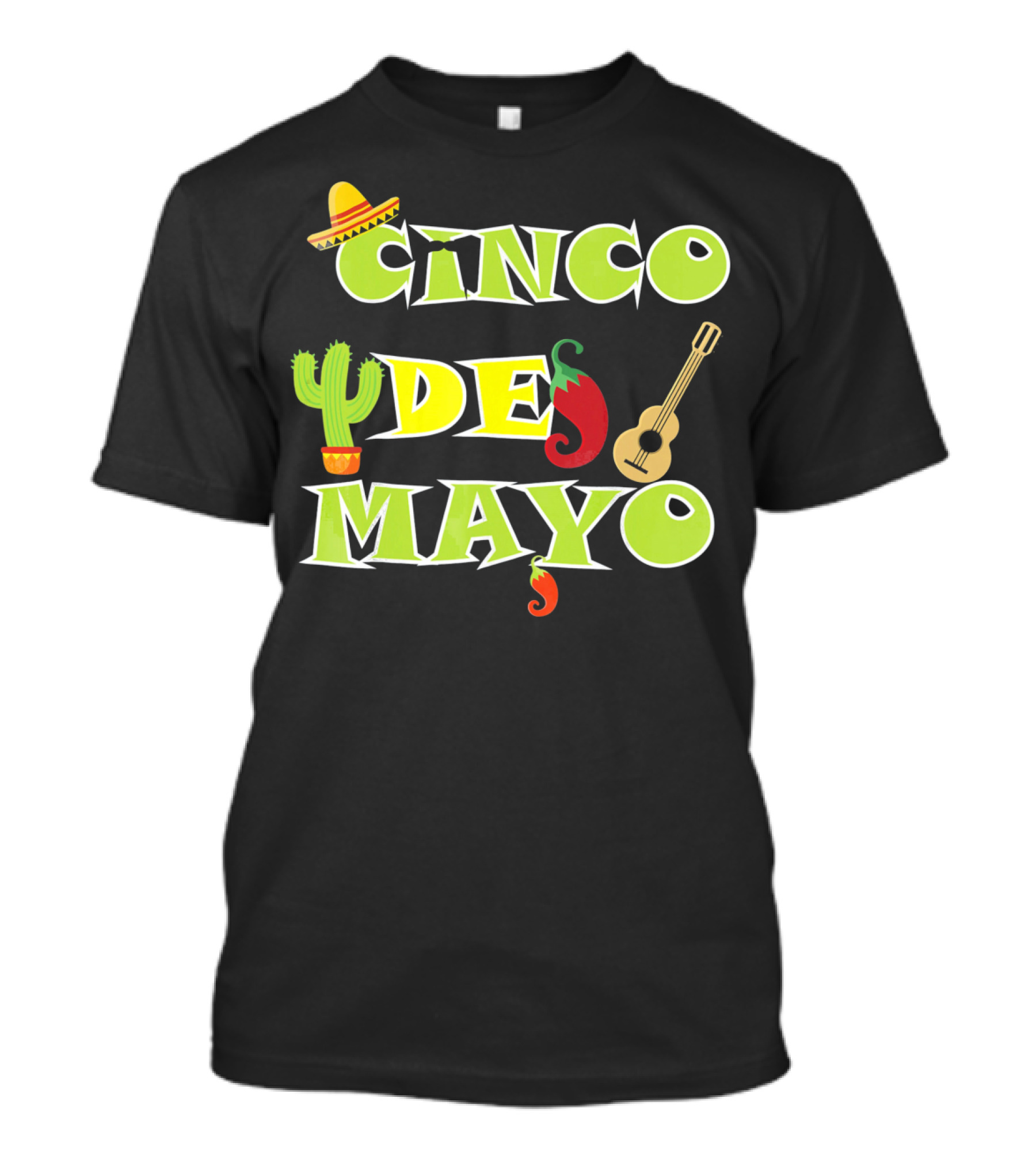 Cinco De Mayo Cactus Sombrero Guitar Chili Pepper Fiesta T-Shirt