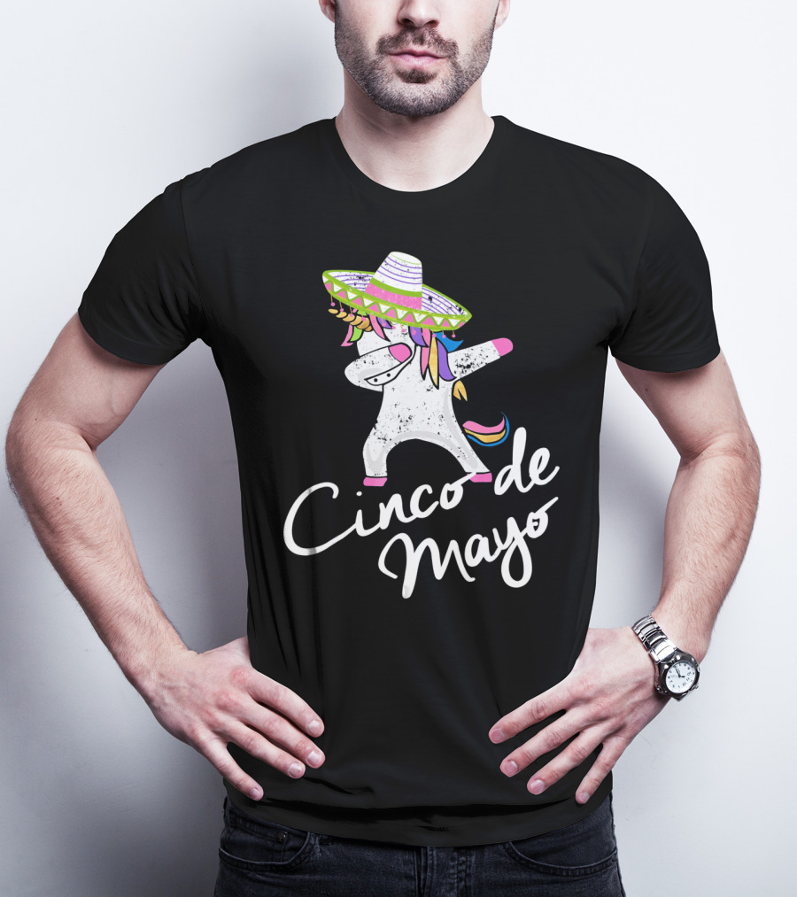 Cinco De Mayo Funny Dabbing Unicorn Sombrero T-Shirt