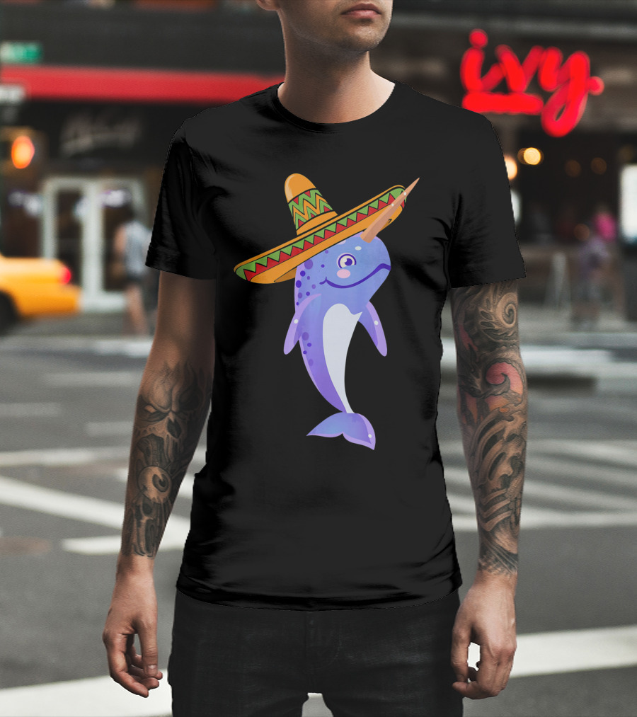 Narwhal Sombrero Mexican Fiesta Cinco De Mayo T-Shirt