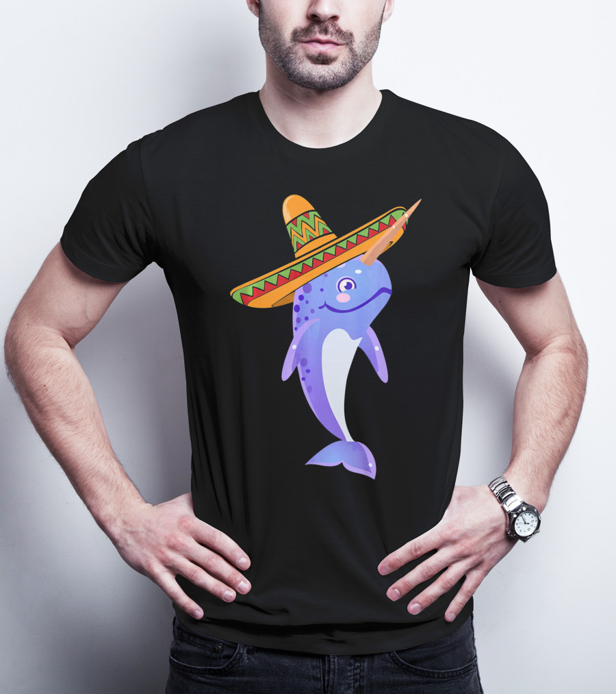 Narwhal Sombrero Mexican Fiesta Cinco De Mayo T-Shirt