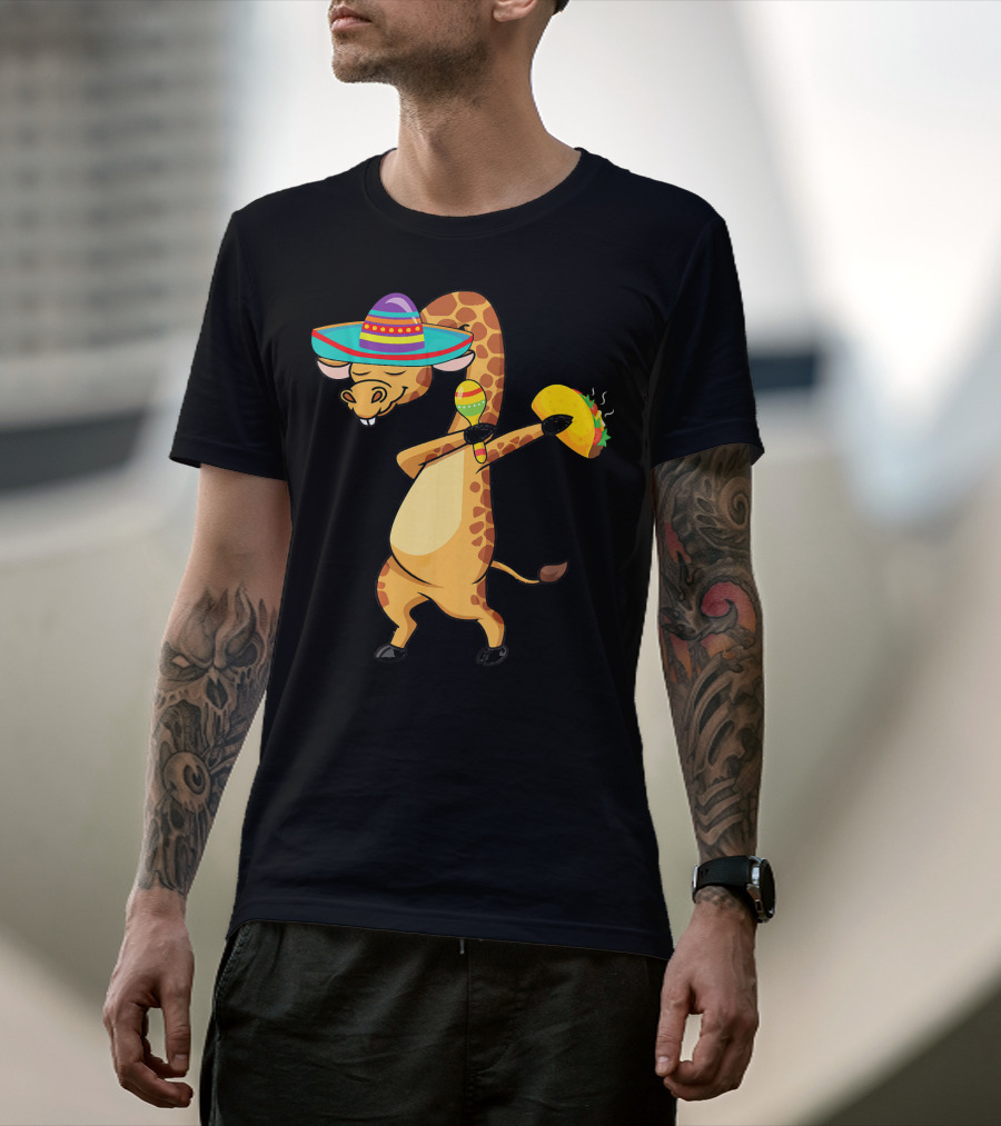 Cinco De Mayo Giraffe Dabbing With Taco And Sombrero T-Shirt