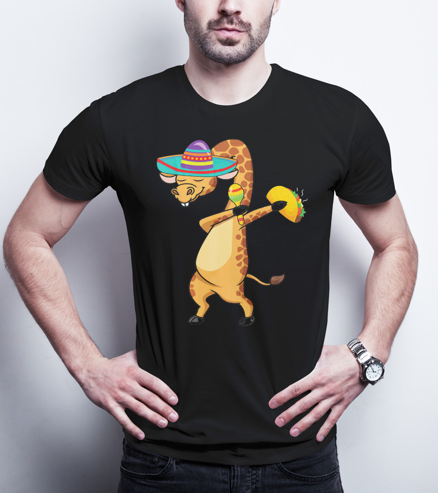 Cinco De Mayo Giraffe Dabbing With Taco And Sombrero T-Shirt