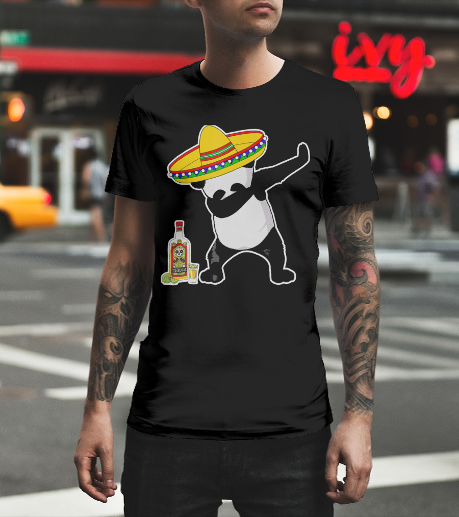 Cinco De Mayo Panda Dabbing With Sombrero And Tequila T-Shirt